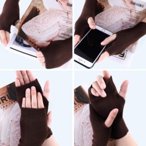 4 Pairs Cashmere Fingerless Gloves Wrist Warmers with Thumb Hole for Women and Men (7.5 x 3.5 inches)()