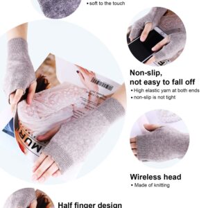 4 Pairs Cashmere Fingerless Gloves Wrist Warmers with Thumb Hole for Women and Men (7.5 x 3.5 inches)()