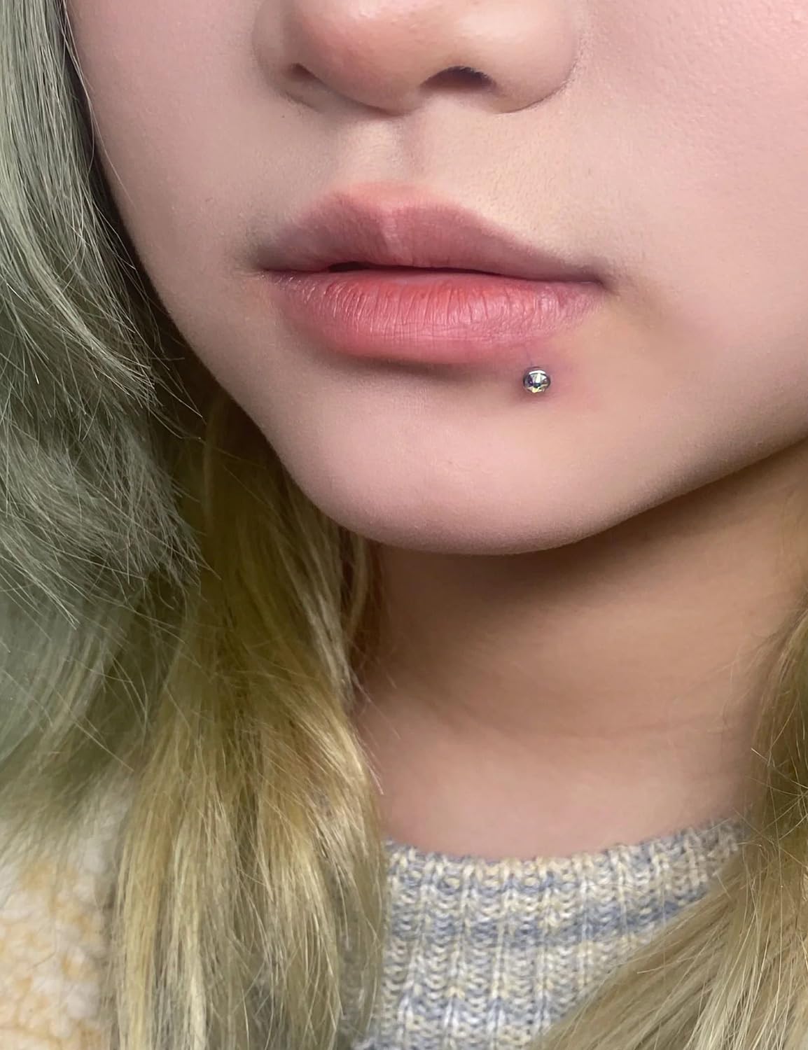 Yaalozei 16G Lip Labret Monroe Medusa Ashley Nose Ring Stud Stainless Surgical Steel Long Short Snake Bite Silver Tragus Helix Cartilage Earring Bar Barbell Piercing Jewelry Women Men 8mm 10mm 12mm