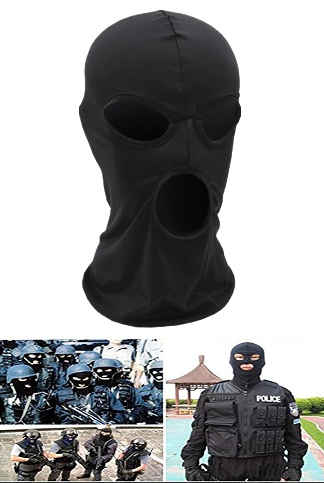 WYSUMMER 3 Hole Full Face Mask, Women Men Thin Balaclava Face Mask for Motorcycle Bike Hunting Cycling Cap Ski (Black)