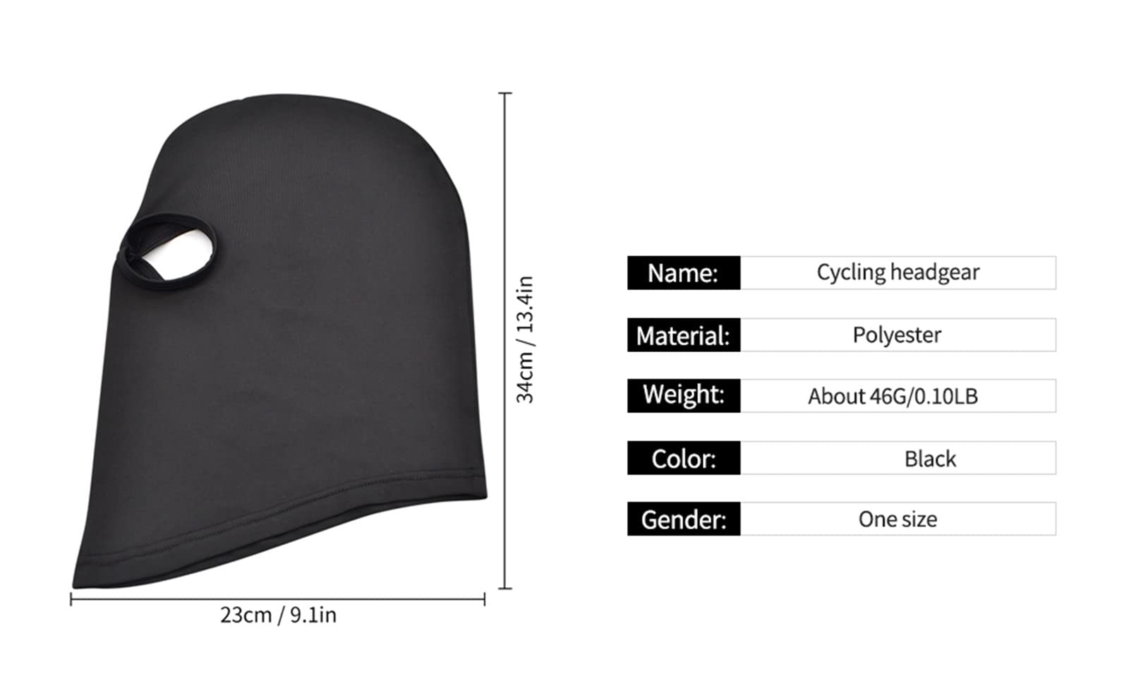 WYSUMMER 3 Hole Full Face Mask, Women Men Thin Balaclava Face Mask for Motorcycle Bike Hunting Cycling Cap Ski (Black)