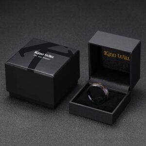 King Will Nature 8mm Black Tungsten Carbide Wedding Band Real Wood Inlay Matte Brushed Finish 6.5