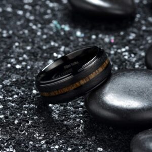 King Will Nature 8mm Black Tungsten Carbide Wedding Band Real Wood Inlay Matte Brushed Finish 6.5