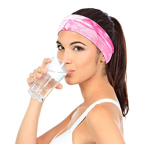 Onwon Set of 10 Yoga Sport Athletic Workout Headband Non Slip Lightweight Multi Style Cotton Stretch Elastic Hair Band Moisture Wicking Sweat Band for Running Cycling Hiking Travel Fitness Makeup