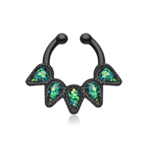 colorline opal quinary spear wildklass fake septum clip-on ring (black)