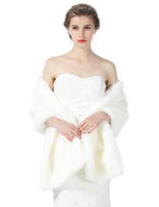 faux fur shawl wrap for wedding women shrug bridal stole winter cover up bridesmaids cape