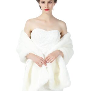 Faux fur Shawl Wrap for Wedding Women Shrug Bridal Stole Winter Cover Up Bridesmaids Cape