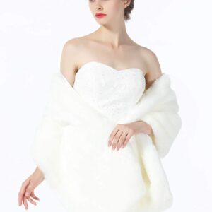 Faux fur Shawl Wrap for Wedding Women Shrug Bridal Stole Winter Cover Up Bridesmaids Cape