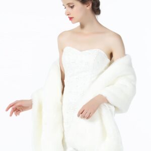 Faux fur Shawl Wrap for Wedding Women Shrug Bridal Stole Winter Cover Up Bridesmaids Cape