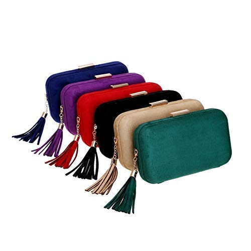 missfiona Womens Solid Color Velvet Evening Clutch Hardbox Formal Handbag Purse(Emerald)