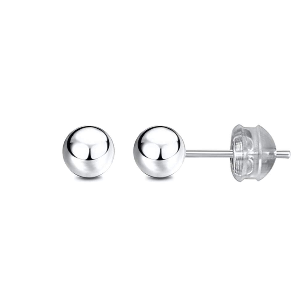 JADENOVA 925 Sterling Silver Earrings Silver Studs Ball Earrings for Women (6mm, 1 Pair)