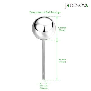 JADENOVA 925 Sterling Silver Earrings Silver Studs Ball Earrings for Women (6mm, 1 Pair)