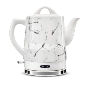 bella 1.5 liter electric ceramic tea kettle with boil dry protection & detachable swivel base, white marble, model 14743