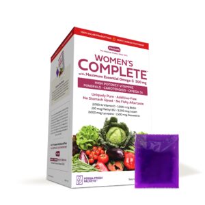 andrew lessman multivitamin - women's complete with maximum essential omega-3 500 mg 120 packets – 30+ high potencies of all nutrients, essential vitamins, minerals & carotenoids. no additives