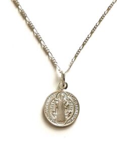 925 sterling silver saint benedict necklace 18" long 24x15mm / 925 plata esterlina cadena de san benito 18" largo