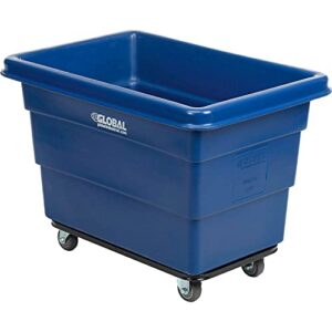 global industrial 6 bushel hdpe plastic box truck with steel base, blue, 33-2/5"l x 23" w x 24-1/2"h