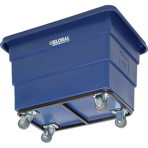 Global Industrial 6 Bushel HDPE Plastic Box Truck with Steel Base, Blue, 33-2/5"L x 23" W x 24-1/2"H