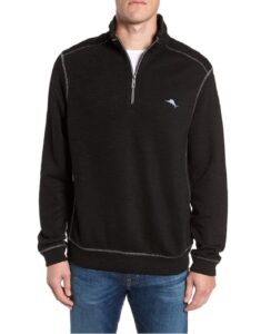 tommy bahama men's tobago bay half zip pullover (black, x-large)