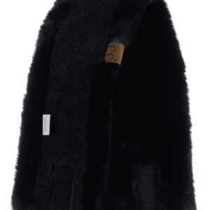 C.C Women's Soft Faux Fur Feel Sherpa Lined Ear Warmer Headband Headwrap, Black