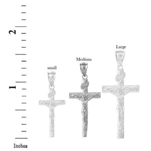 Solid 925 Sterling Silver Wood Textured Crucifix Cross Pendant (1.40")