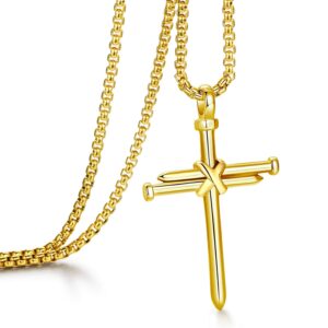 muerdou cross necklace for men women cross pendant strength bible verse stainless steel necklace