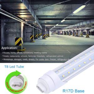 FALANFA R17D 8 Foot Bulb Light,270 Degree V Shaped LED Replacement for Fluorescent Fixtures,T8 6000K Cool White,Clear Cover,85V-265V, Dual-Ended,Rotatable HO Base (Pack of 12)