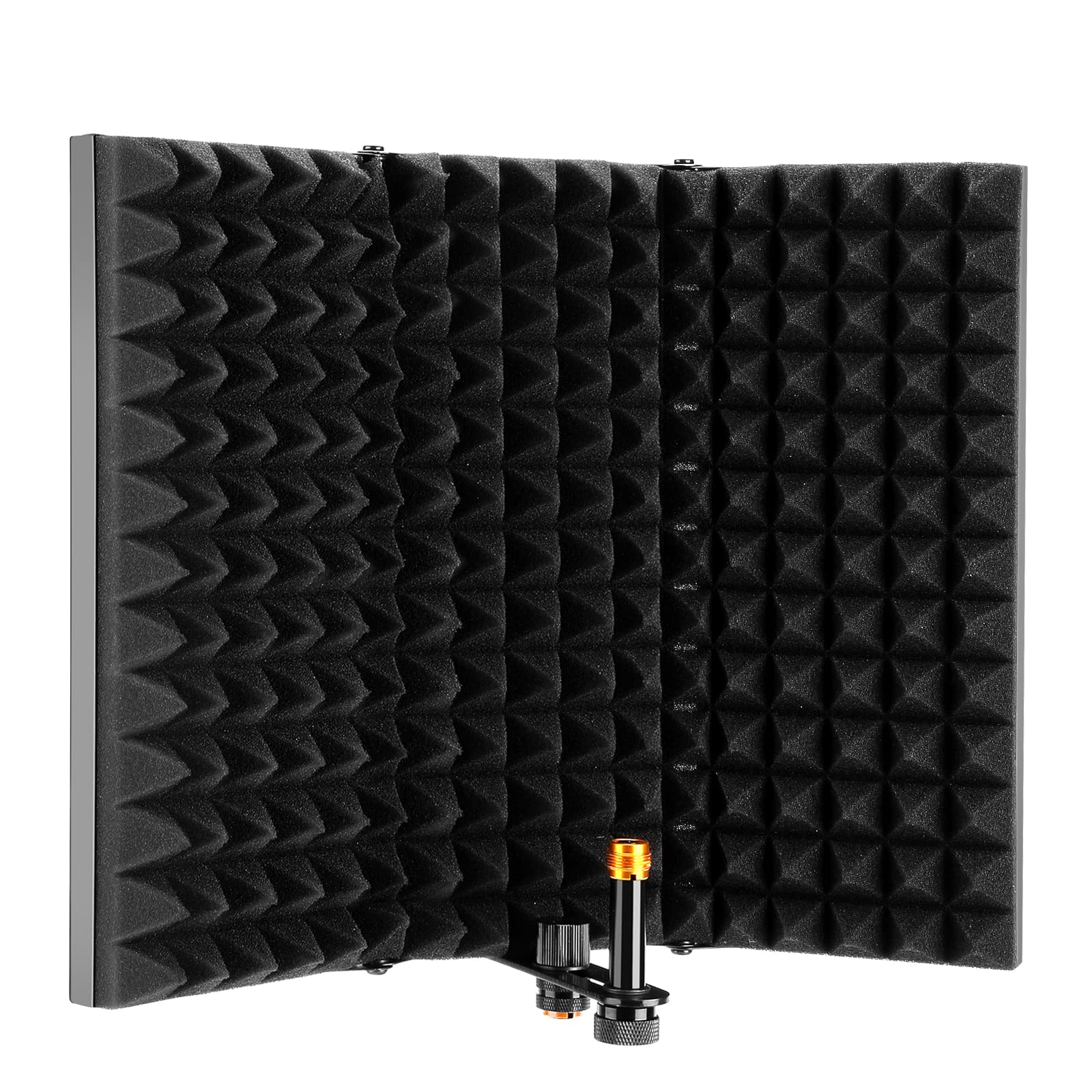 AGPTEK Microphone Isolation Shield, Foldable Adjustable Durable Studio Recording Microphone Isolator Panel for Stand Mount or Table Top