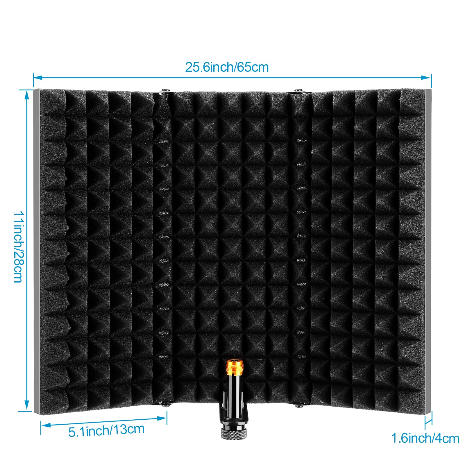 AGPTEK Microphone Isolation Shield, Foldable Adjustable Durable Studio Recording Microphone Isolator Panel for Stand Mount or Table Top