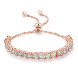 cinily mother's day gift rose gold bracelet-adjustable opal tennis bracelet fashion jewelry gifts for women