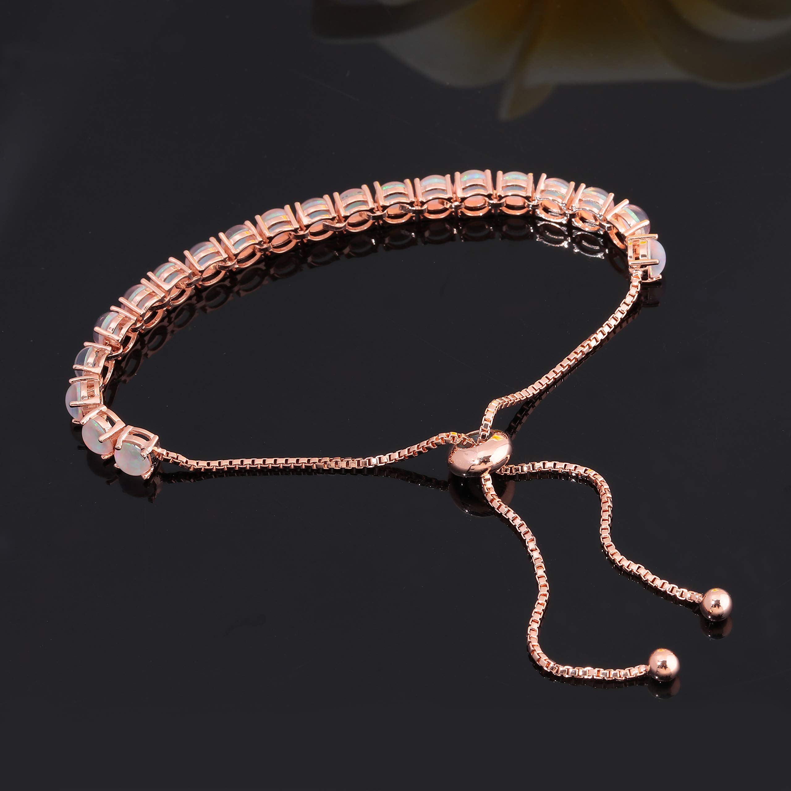 CiNily Mother's Day Gift Rose Gold Bracelet-Adjustable Opal Tennis Bracelet Fashion Jewelry Gifts for Women