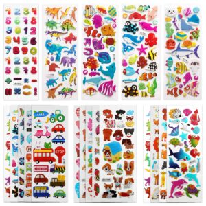 savita 3d stickers for kids & toddlers 500+ puffy stickers variety pack for scrapbooking bullet journal including animal, numbers, fruits, fish, dinosaurs, cars and more…