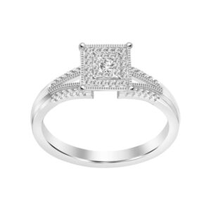 Eternal Bliss 1/5 cttw Round & Princess Natural Diamond Ladies Engagement Wedding Bridal Set in 10K White Gold (7)