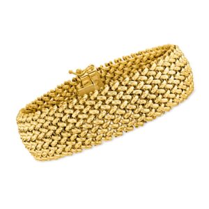 ross-simons italian 18kt yellow gold riso bracelet. 7 inches