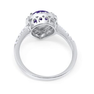 Blue Apple Co. Halo Teardrop Bridal Filigree Ring Pear Simulated Amethyst Round Cubic Zirconia 925 Sterling Silver, Size-6