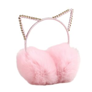 chuangli glitter crystal cat ears winter earmuffs warm plush ear warmers for women girls