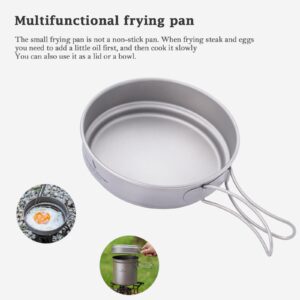 iBasingo Titanium Pot Pan Set with Folding Handle Outdoor Camping Soup Pot Bowl Frying Pan Mess Kit Ultralight Cookware for Picnic Travel Backpacking A-Ti2034C