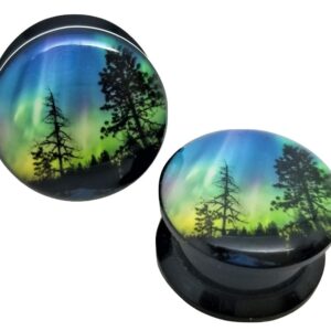 Pierced Republic Northern Lights Ear Plugs - Acrylic - Screw-On - New *Pair* - 8 Sizes (1/2" (12mm))