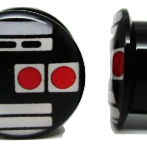 Pierced Republic Retro Video Game Controller Ear Plugs - Acrylic - Screw-On - New *Pair* - 8 Sizes (0 Gauge (8mm))