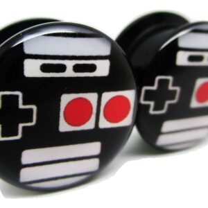 Pierced Republic Retro Video Game Controller Ear Plugs - Acrylic - Screw-On - New *Pair* - 8 Sizes (0 Gauge (8mm))