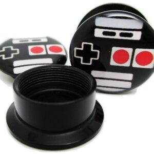 Pierced Republic Retro Video Game Controller Ear Plugs - Acrylic - Screw-On - New *Pair* - 8 Sizes (0 Gauge (8mm))