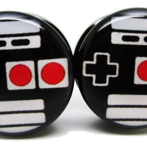 Pierced Republic Retro Video Game Controller Ear Plugs - Acrylic - Screw-On - New *Pair* - 8 Sizes (0 Gauge (8mm))