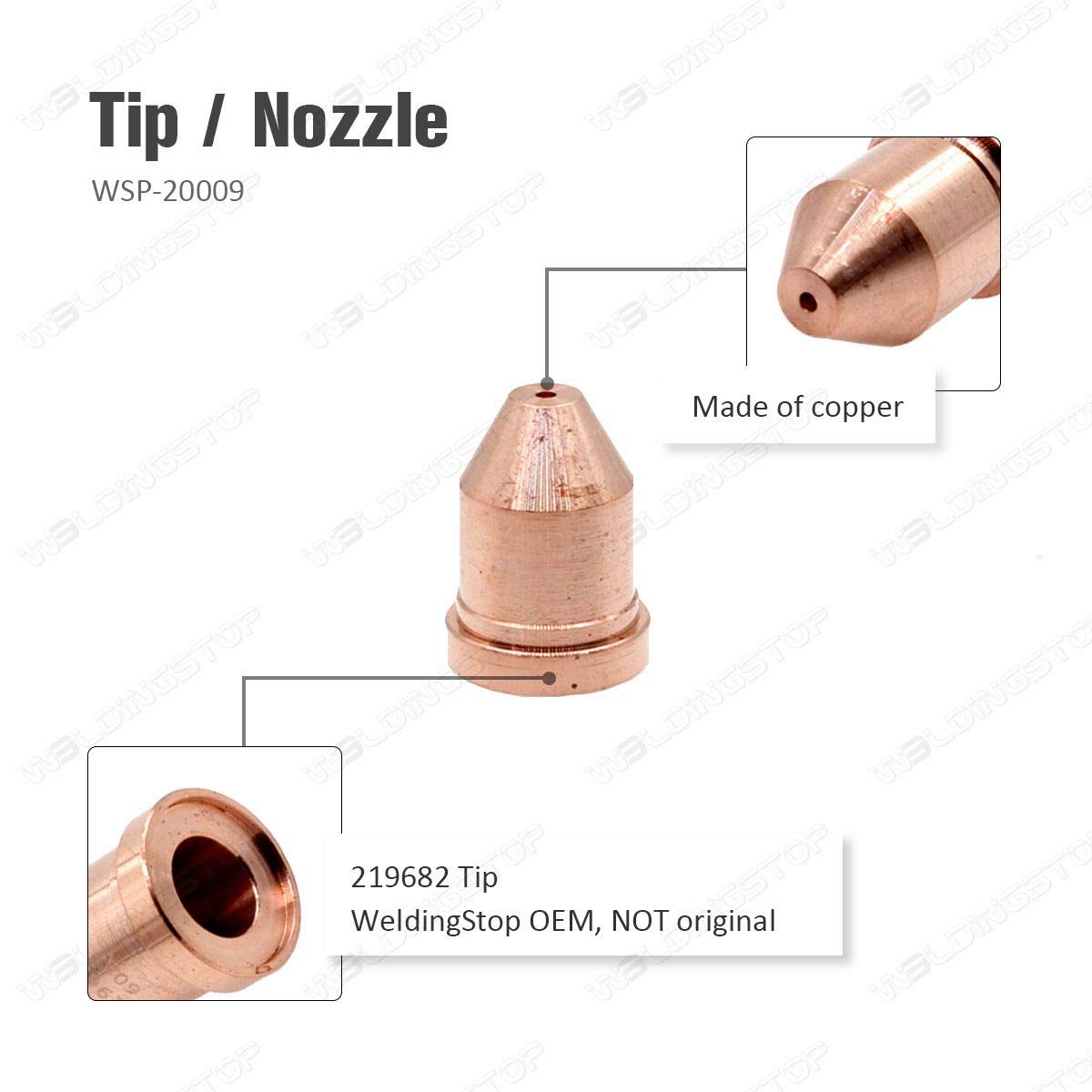 Extended Tip 219682 Plasma Cutting Nozzle 60A Suit for Miller ICE-60T ICE 80T ICE-100T/100TM Torch QTY-5