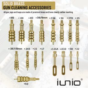 iunio Universal Gun Cleaning Kit, with Mat and Case, Full Brass Jags, Rods and Adapters, for All Guns, Rifle, Shotgun, Handgun, Pistol, Hunting, Shooting, All Caliber