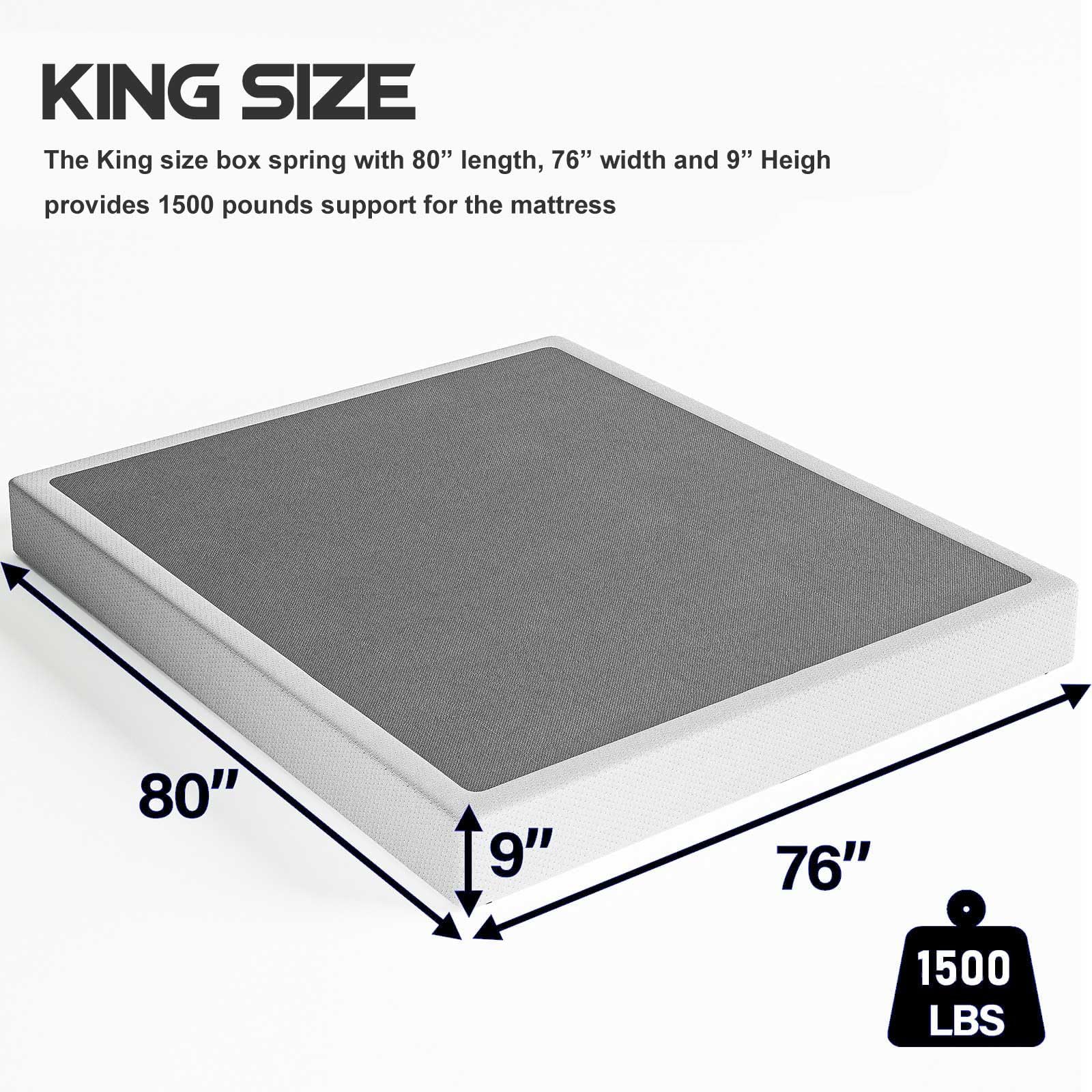 ZIYOO King Box Spring and Cover 9 Inch High Profile Metal Boxspring Easy Assembly,Mattress Foundation/Heavy Duty Metal Steel Structure/Quiet Noise-Free Accessory