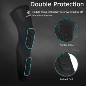 HOPEFORTH Knee Calf Padded 2 Pack Compression Leg Sleeve Thigh Sports Protective Gear Shin Brace Support for Football Basketball Volleyball Soccer Baseball Tennis