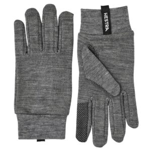 hestra merino touch point liner - touch screen compatible liner for additional layering or as a thin glove - grey - 8