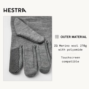 Hestra Merino Touch Point Liner - Touch Screen Compatible Liner for Additional Layering Or As A Thin Glove - Grey - 8