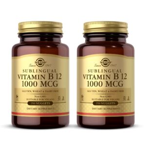 solgar sublingual vitamin b12 1000 mcg - 250 nuggets, pack of 2 - non-gmo, vegan, gluten free, dairy free, kosher, halal - 500 total servings