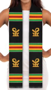 advansync kente cloth stole black (sankofa bird black)