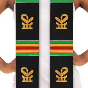 ADVANSYNC Kente Cloth Stole Black (Sankofa Bird Black)